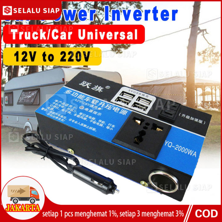 2000W Mobil Inverter Konverter Daya 12V 24V ke 220V Konverter Daya ...
