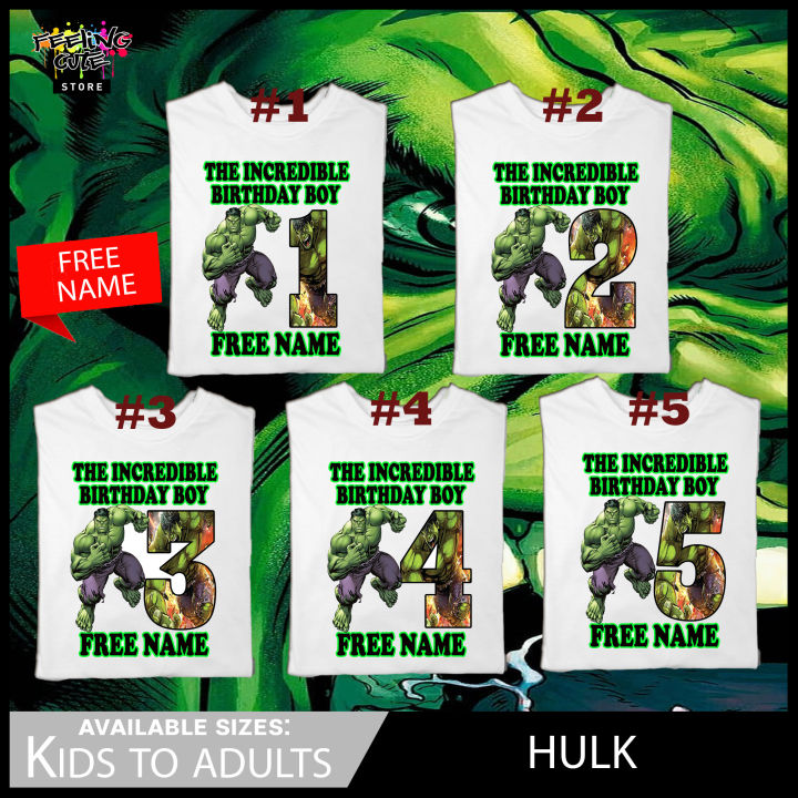 Hulk Number 1 2 3 4 5 6 7 8 9 10 V 3 New Design Kids to Adults Unisex ...