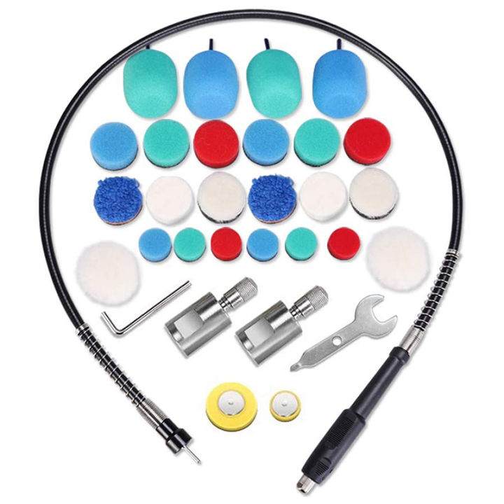 Mini Detail Polisher Shaft, Car Foam Drill Polishing Pad Kit with 5 ...