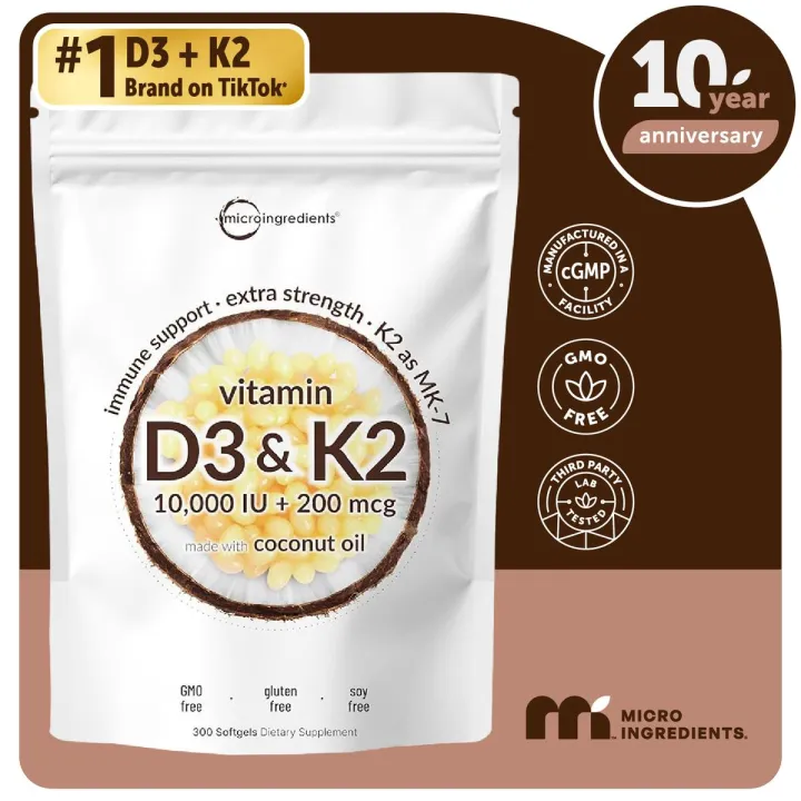 Micro Ingredients Vitamin D3 K2 Supplement Softgels | Lazada Singapore