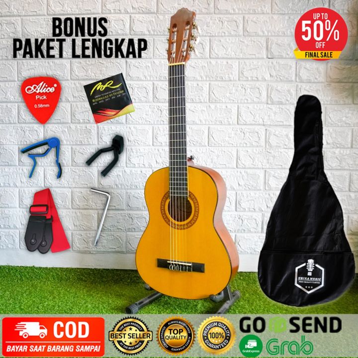 Gitar Akustik Mini 3/4 Classic Custom Sudah Tanam Besi Banyak BONUS ...