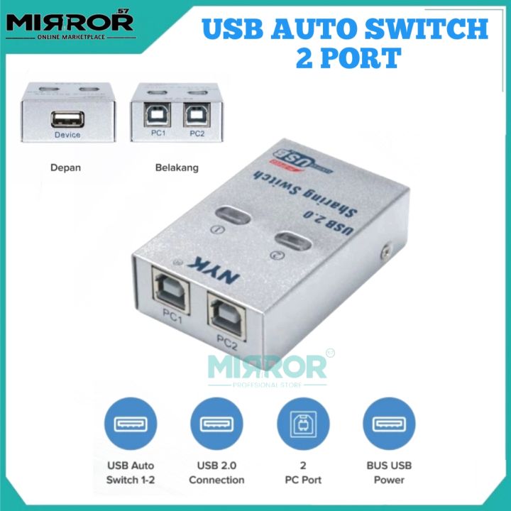 Auto Switch NYK USB Printer 2 Port Penghubung 2 PC / Komputer / Laptop ke 1 Printer | Lazada ...