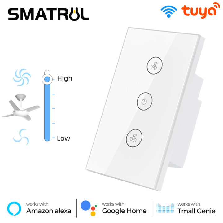 SMATRUL WiFi Smart Ceiling Fan Switch Speed Regulator Remote Timer Wall ...