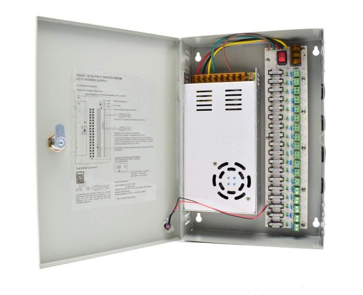 18 channel DC 12V 20A CCTV Centralized Power Supply Regulated Transformer Short Circuit and Over ...