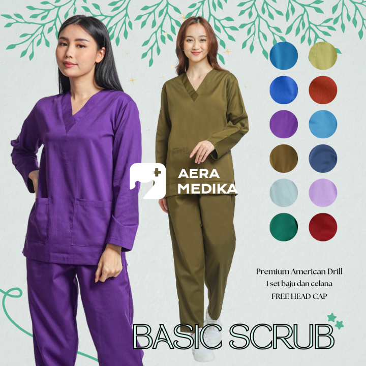 AERAMEDIKA Basic Scrub Lengan Panjang / SCRUB / BAJU JAGA / BAJU MEDIS ...