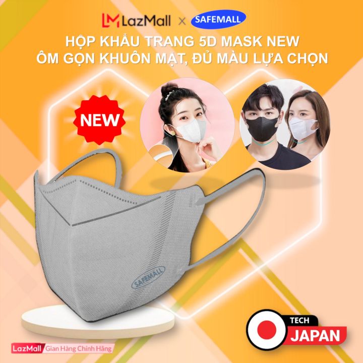 Hộp 200 chiếc khẩu trang 5D mask mẫu mới thời trang, khẩu trang 5D SafeMall công nghệ Nhật bản 3 ...