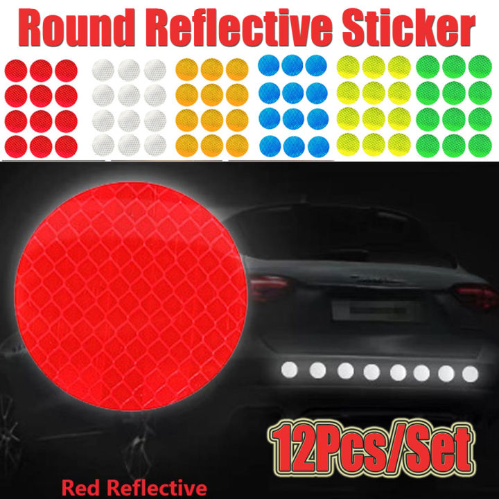 12Pcs/Set Round Reflective Sticker Car Truck Night Driving Warning ...
