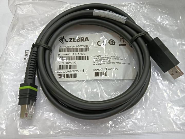 สาย usb Zebra ds3678 ds3608 li3678 li3608 ของแท้ ความยาว 2 เมตร part ...