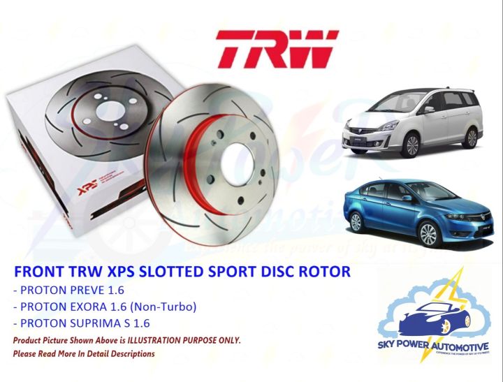 TRW XPS PROTON PREVE, EXORA, SUPRIMA S SLOTTED SPORT BRAKE DISC ROTOR ...