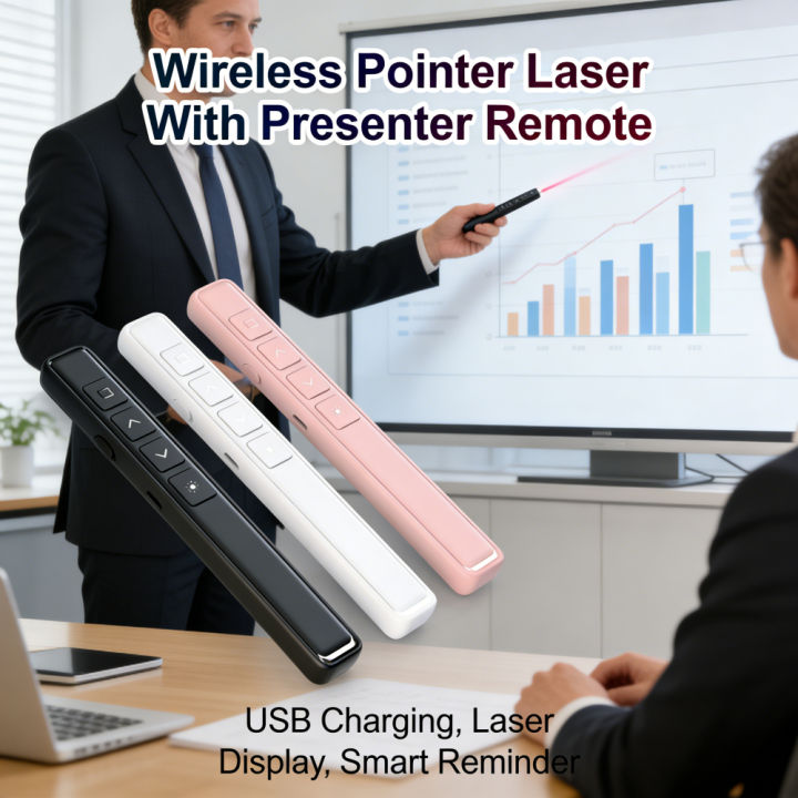 Control Wireless Presenter, Volume Office Clicker Pen, 2.4GHz Laser ...
