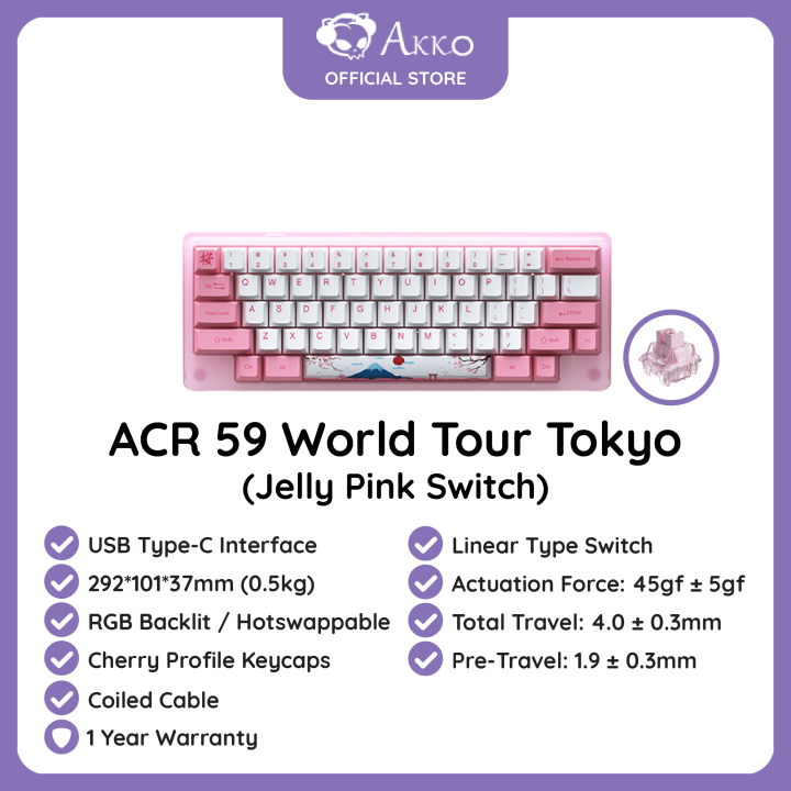 AKKO ACR59 World Tour Tokyo, 59 Key RGB-Backlight Wired Mechanical ...