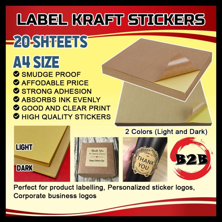 A4 Goode Adhesive Kraft Brown Paper Sticker Laser Inkjet Printable ...
