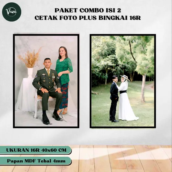 ( COMBO MURAH ISI 2 ) Cetak Foto + Bingkai Ukuran 16R ( 40cm x 60cm ...