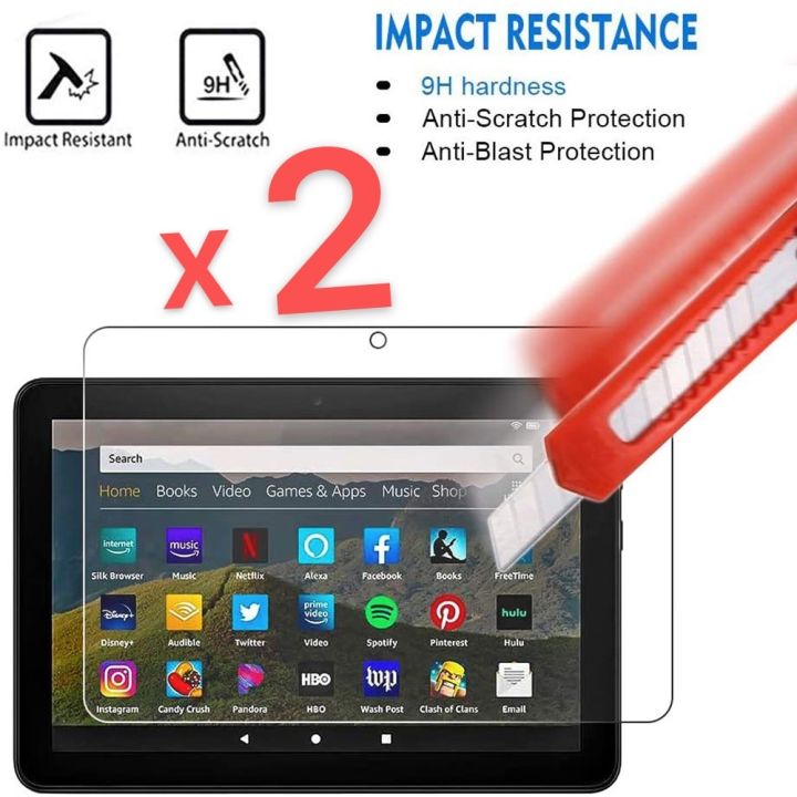 2Pcs Tablet Tempered Glass Screen Protector Cover for Amazon fire HD 8 10th Gen 2020 Tablet HD ...