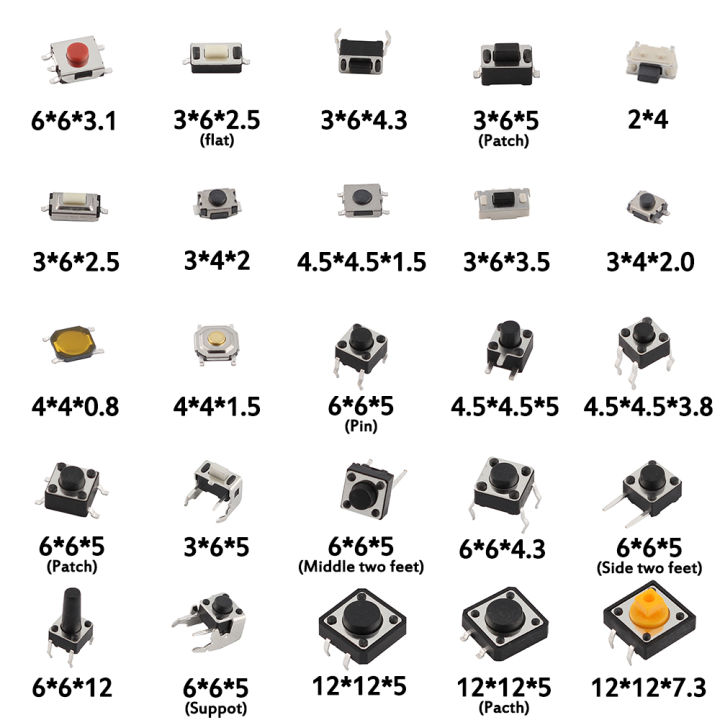 Brand new Micro Switch 125pcs 25Types/lot Assorted Push Button Tact ...