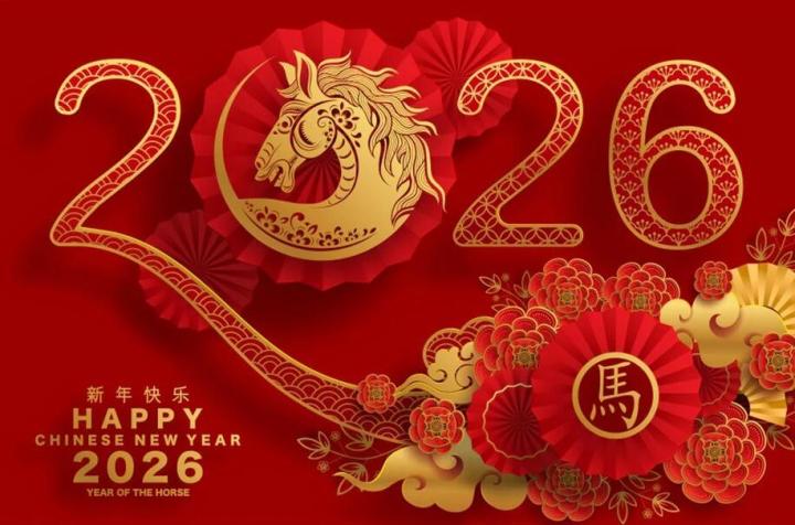 5x3ft 2026 Chinese New Year Backdrop Year of The Horse Red Gold ...