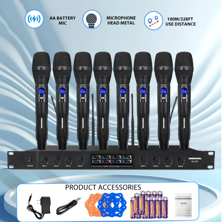 UHF professional 8 channel wireless microphone Handheld mike There are ...