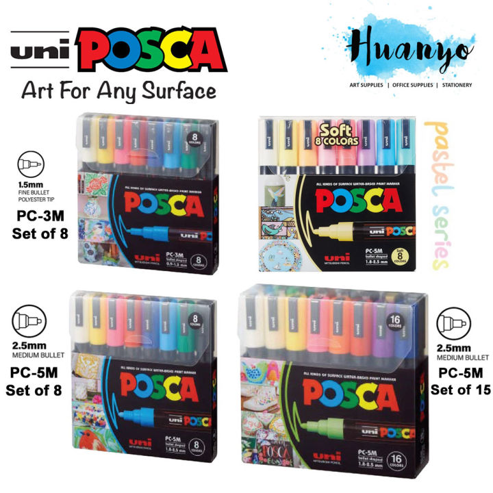 Uni Posca Water-Based Poster Colour Paint Marker PC-5M / PC-3M (Wallet ...