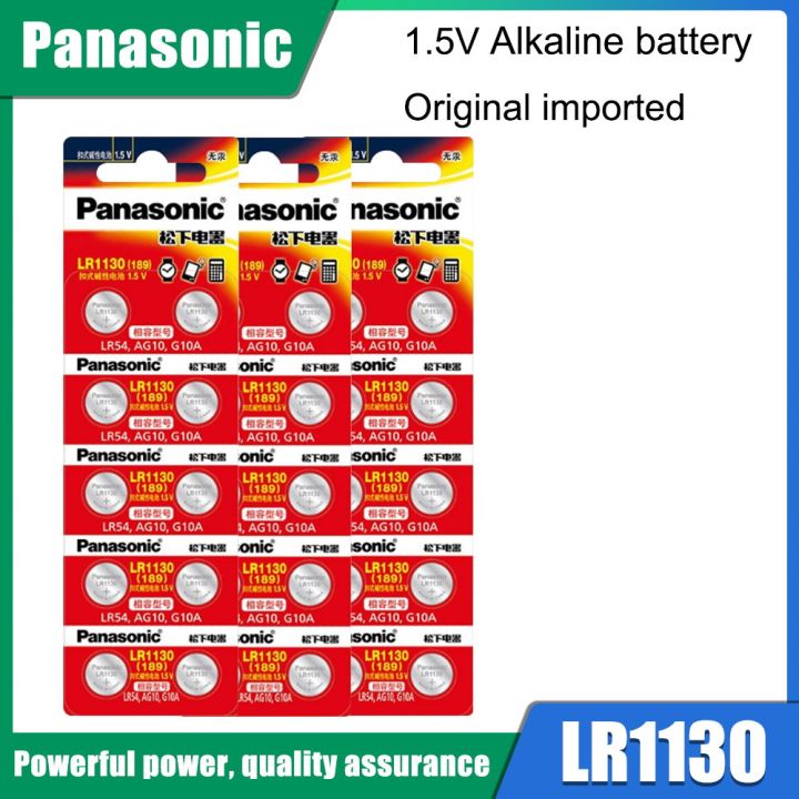 Panasonic LR1130 189 AG10 LR54 L1131 SR1130 V10GA 1.5V Button Cell Coin ...