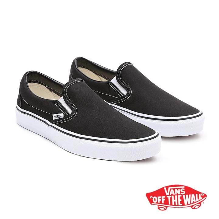 ลิขสิทธิ์แท้ Vans Classic Slip On Black รองเท้า แวนส์ แท้ สลิปออน ทรง