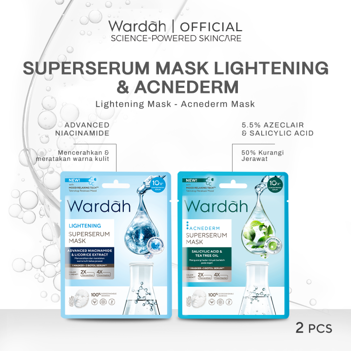 Wardah SuperSerum Mask Lightening & Acnederm 2x20 ml - Paket Isi 2 ...