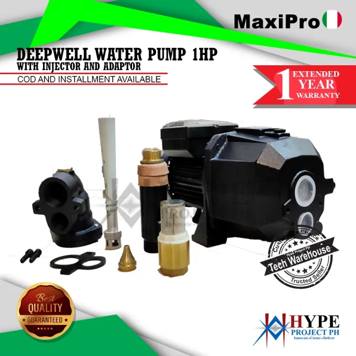 MAXIPRO Deep Well Water Pump 1HP with Injector and Adapter Packer Type ...