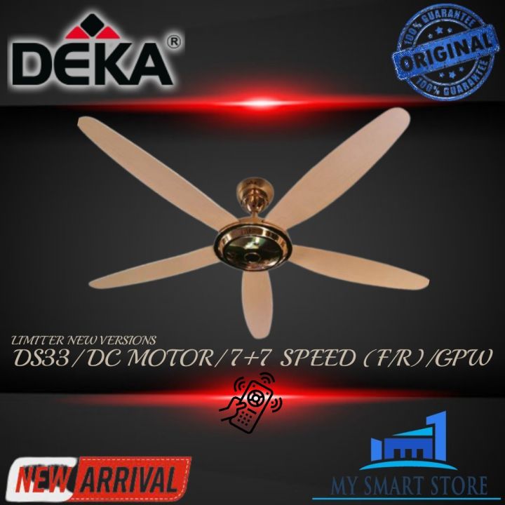 DEKA Ceiling Fan 56" DS33 LIMITED GOLD COLOUR SERIES 14 Speeds DC Motor ...