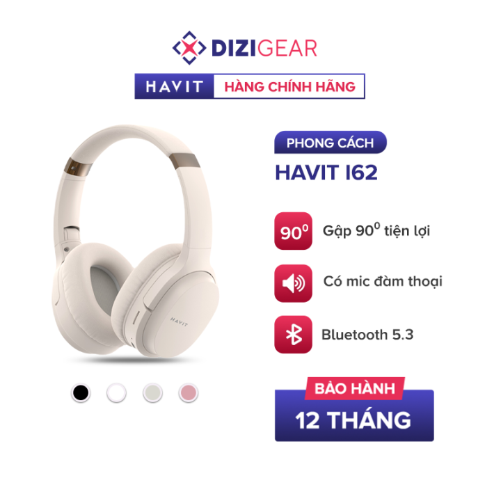 Tai Nghe Bluetooth Headphone HAVIT i62, Driver 40mm, Bluetooth 5.3, Nghe Đến 20H, Gập Gọn 90 ...