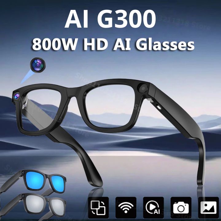 G300 AI Smart Glasses Kamera 8MP Full HD Video Recording Perekam Aksi ...
