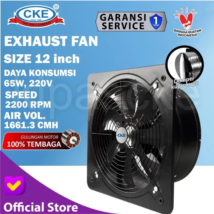 EXHAUST FAN DRUM CKE 12 INCH BOOSTER FAN DUCT FAN EXHAUST DINDING | Lazada Indonesia