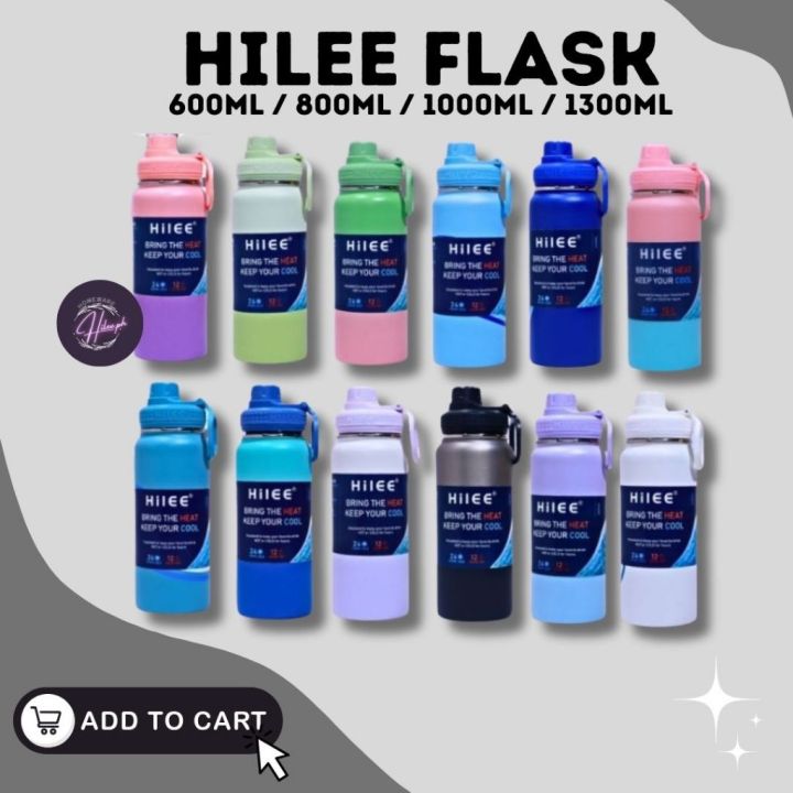 HILEE FLASK 1000ml/1300ml Stainless Steel Water Bottle & Wide Mouth Lid ...