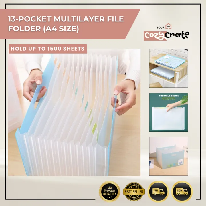 YCC | 13-Pocket Multilayer File Folder (A4 Size) | Lazada PH