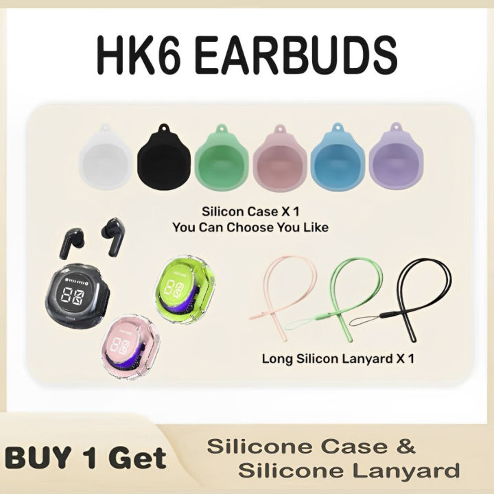 Bluetooth HK6 2 in 1 Wireless Earbuds Transparent Shell with Digital ...