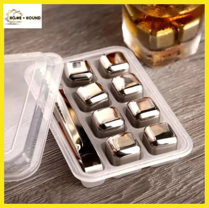 Home+Hound Cold Longer Cooler Stone with Tong 8pcs Stainless Steel Ice ...