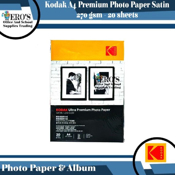 Kodak Ultra Premium Photo Paper 270gsm RC A4 (20 Sheets)- Satin | Lazada PH