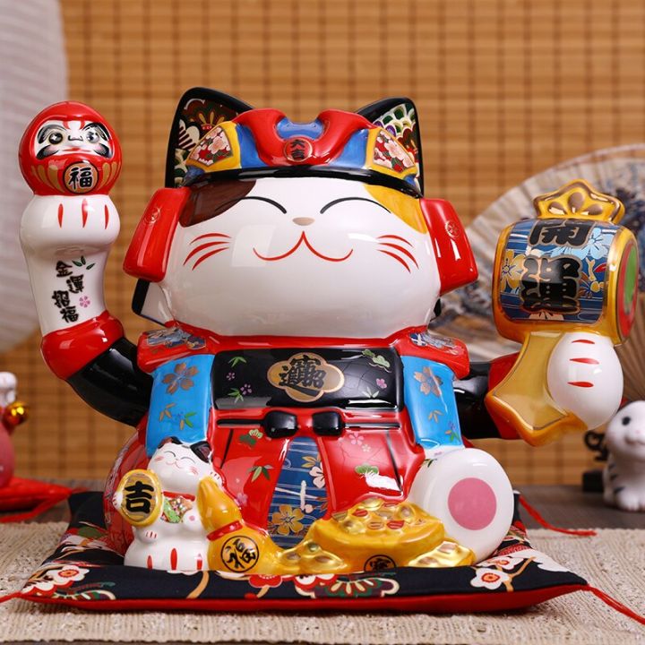 13 Inch Japanese Samurai Maneki Neko Ornament Lucky Fortune Cat Daruma ...