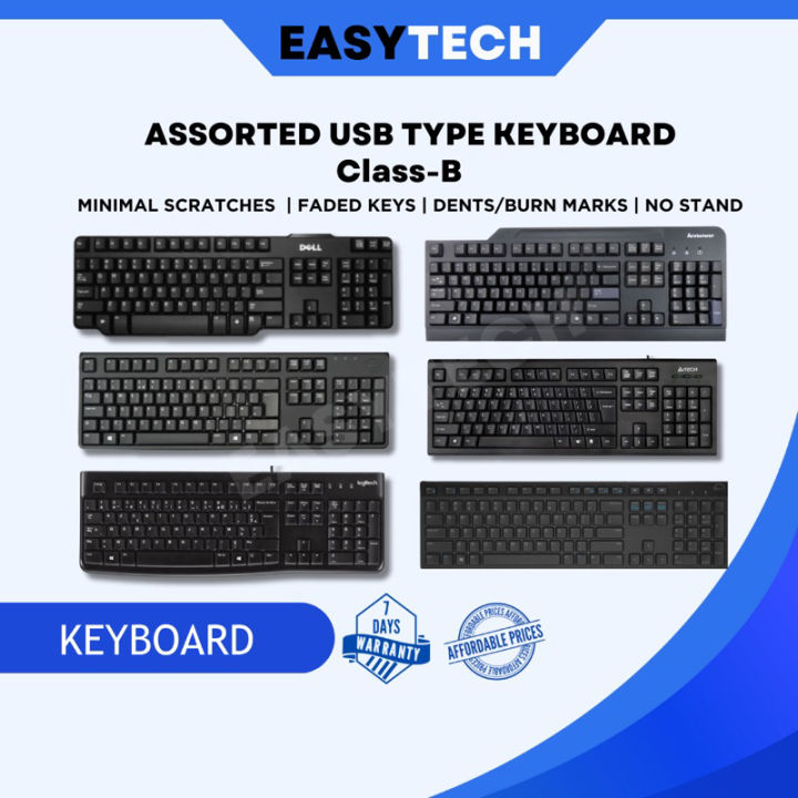 EASYTECH | CLASS B Assorted Heavy Duty Branded USB Type Wired Keyboard ...
