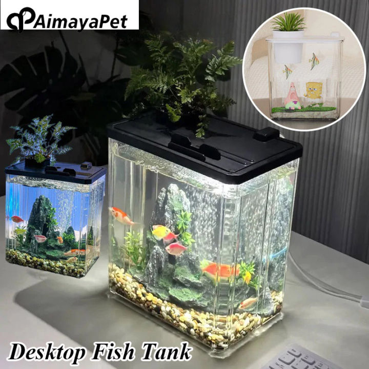 AimayaPet Transparent Plastic Betta Fish Viewing Box Removable ...
