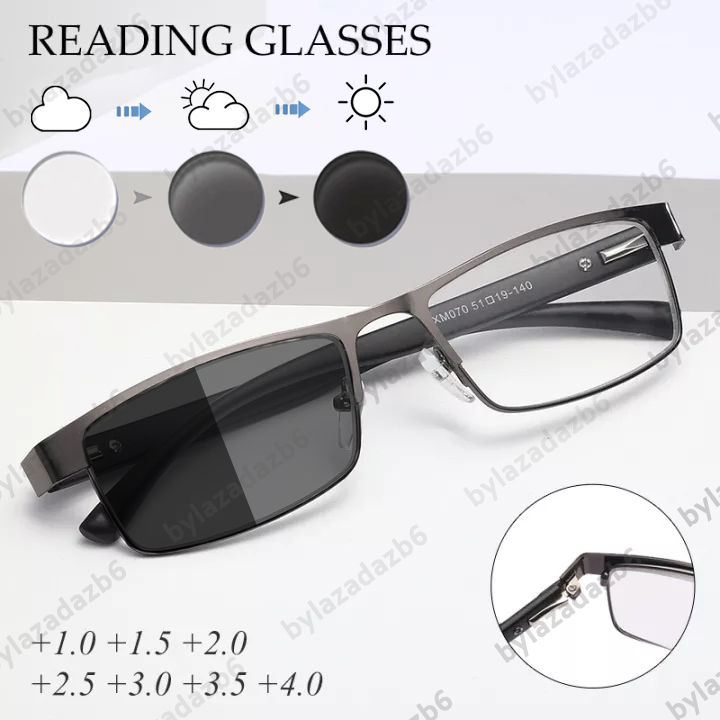 2-in-1 Photochromic Reading Glasses for Men Chameleon Eyeglasses with ...