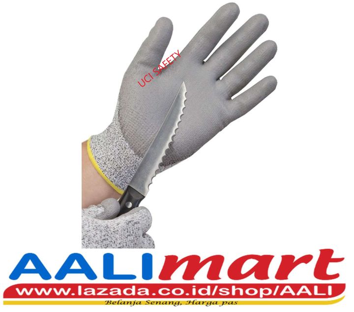 Anti Pisau Potong Hand Gloves Coating Karet Telapak Tangan dilapisi karet Sarung Tangan Safety ...