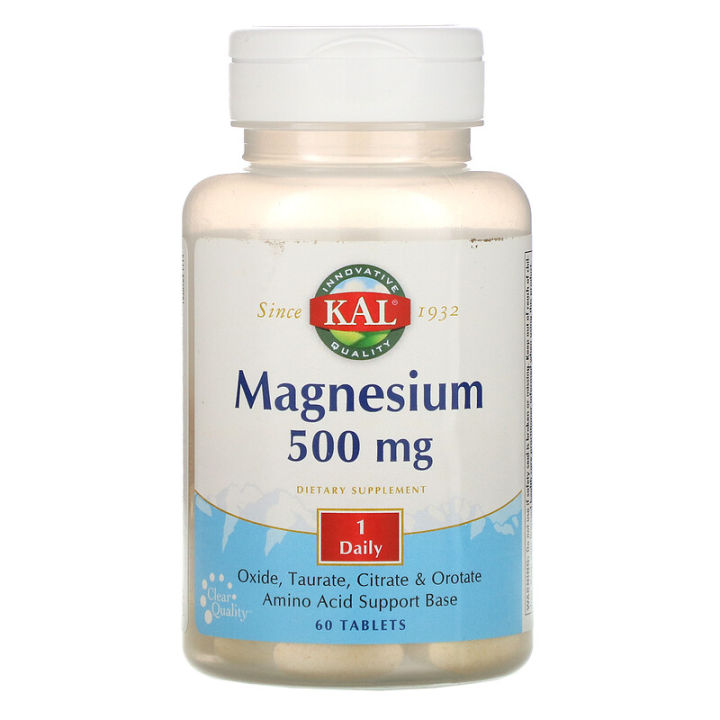 KAL, Magnesium, 500 mg, 60 Tablets | Lazada PH