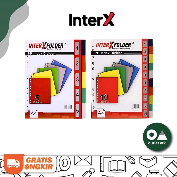 Inter X Folder PP Index Divider A4/A5/B5 5/10 Tabs Mix Color - Plastik ...