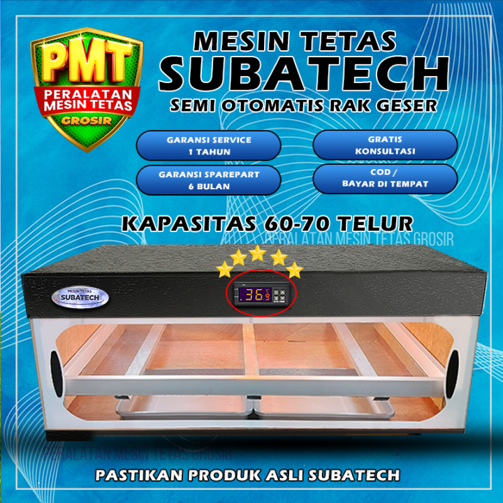 Mesin Tetas Telur Semi Otomatis Penetas SUBATECH SO 60 70 PUSAT ...