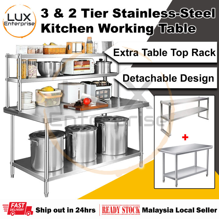 🔥READY STOCK🔥Ship in 24Hrs🔥 Stainless Steel Kitchen Working Table with ...