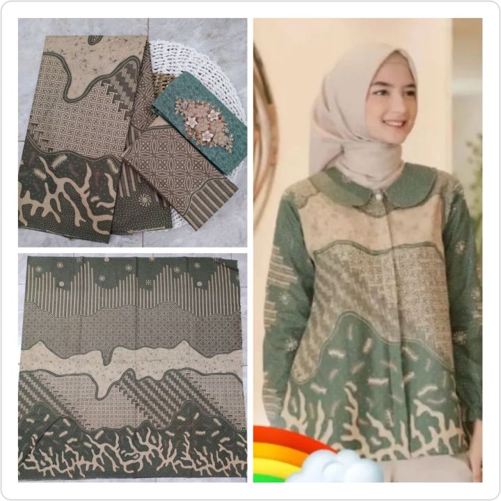 Kain Batik Meteran Modern Bahan Katun Panjang 2 meter Sragam Baju Motif ...