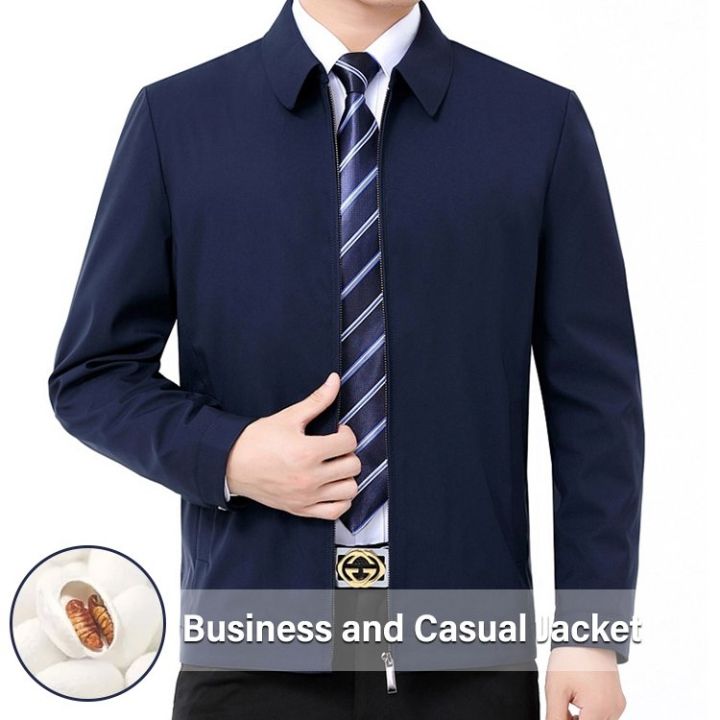 M-3XL Men's lapel jacket Slim Jacket Business Casual Zipper Jacket ...