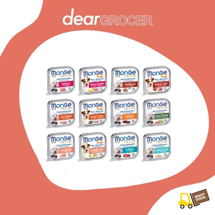 Monge Fresh / Fruits Wet Food Dog Tray - 100g (Salmon, Tuna, Codfish ...