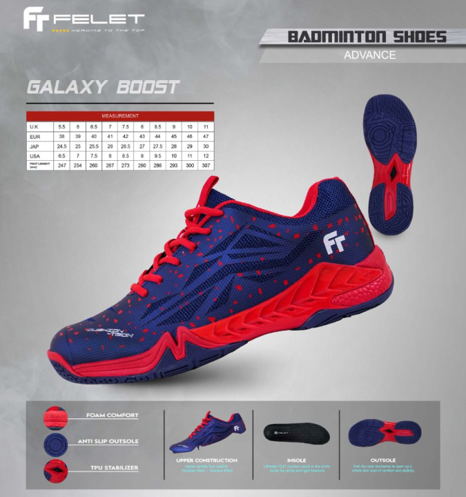 FELET The Latest Galaxy Boost Badminton Shoes | Lazada