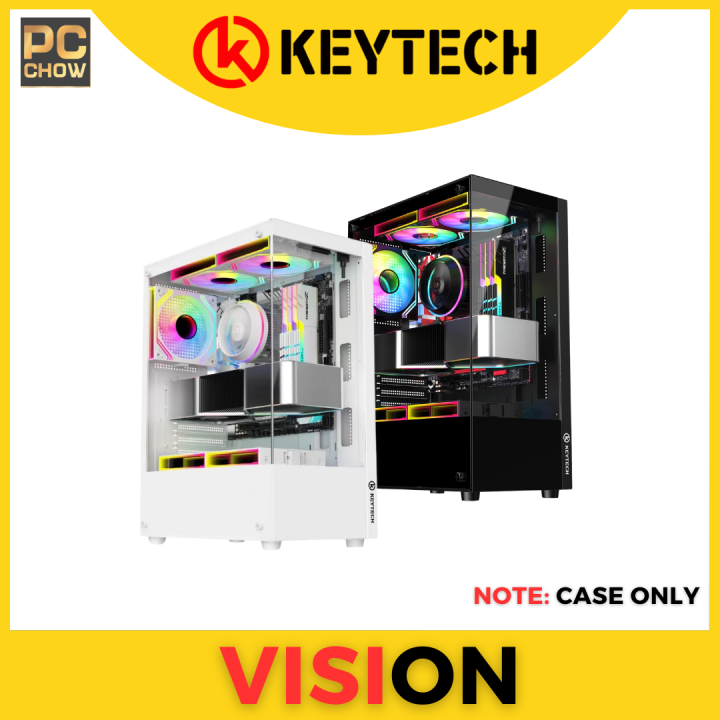 KEYTECH VISION full view ATX gaming case panoramic view single cchamber ...