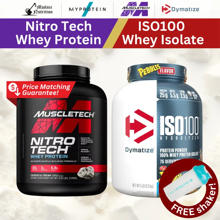 Nitro Tech Whey Protein / ISO100 Whey Isolate - MuscleTech / Dymatize ...